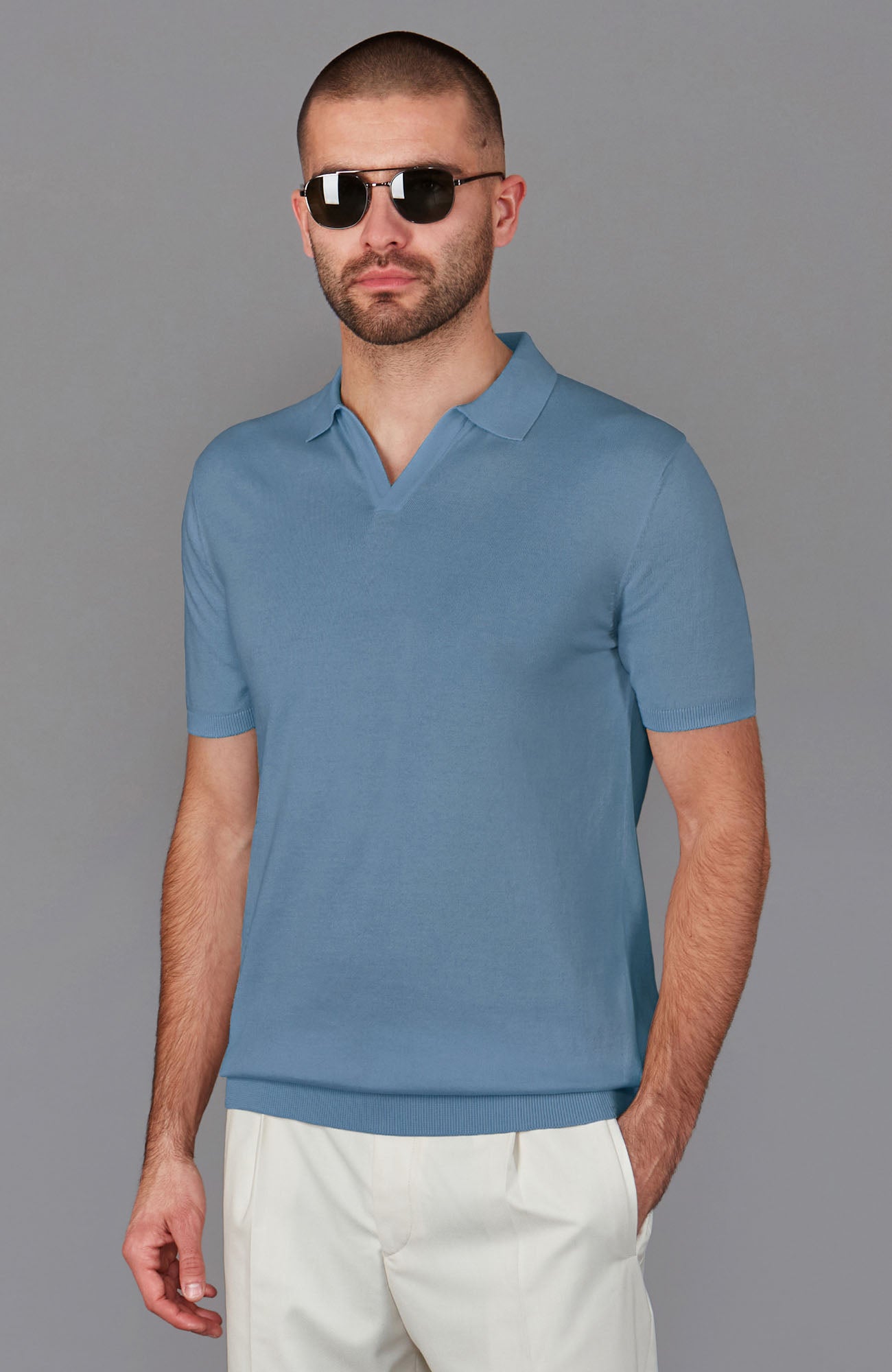 Mens Ultra Fine Cotton Buttonless Polo Shirt – Paul James Knitwear
