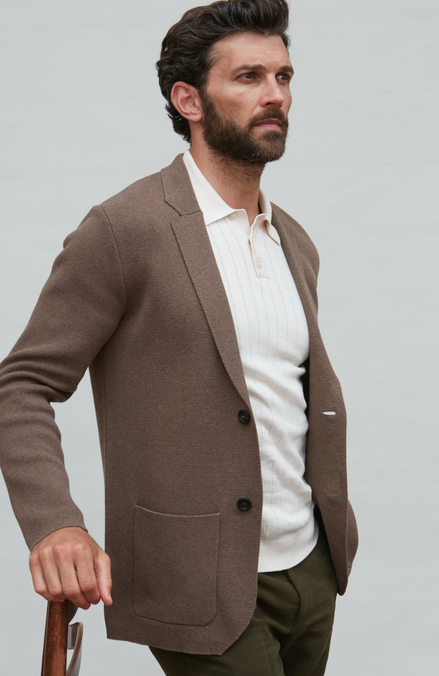 Mens Midweight Cotton Deconstructed Knitted Blazer – Paul James Knitwear