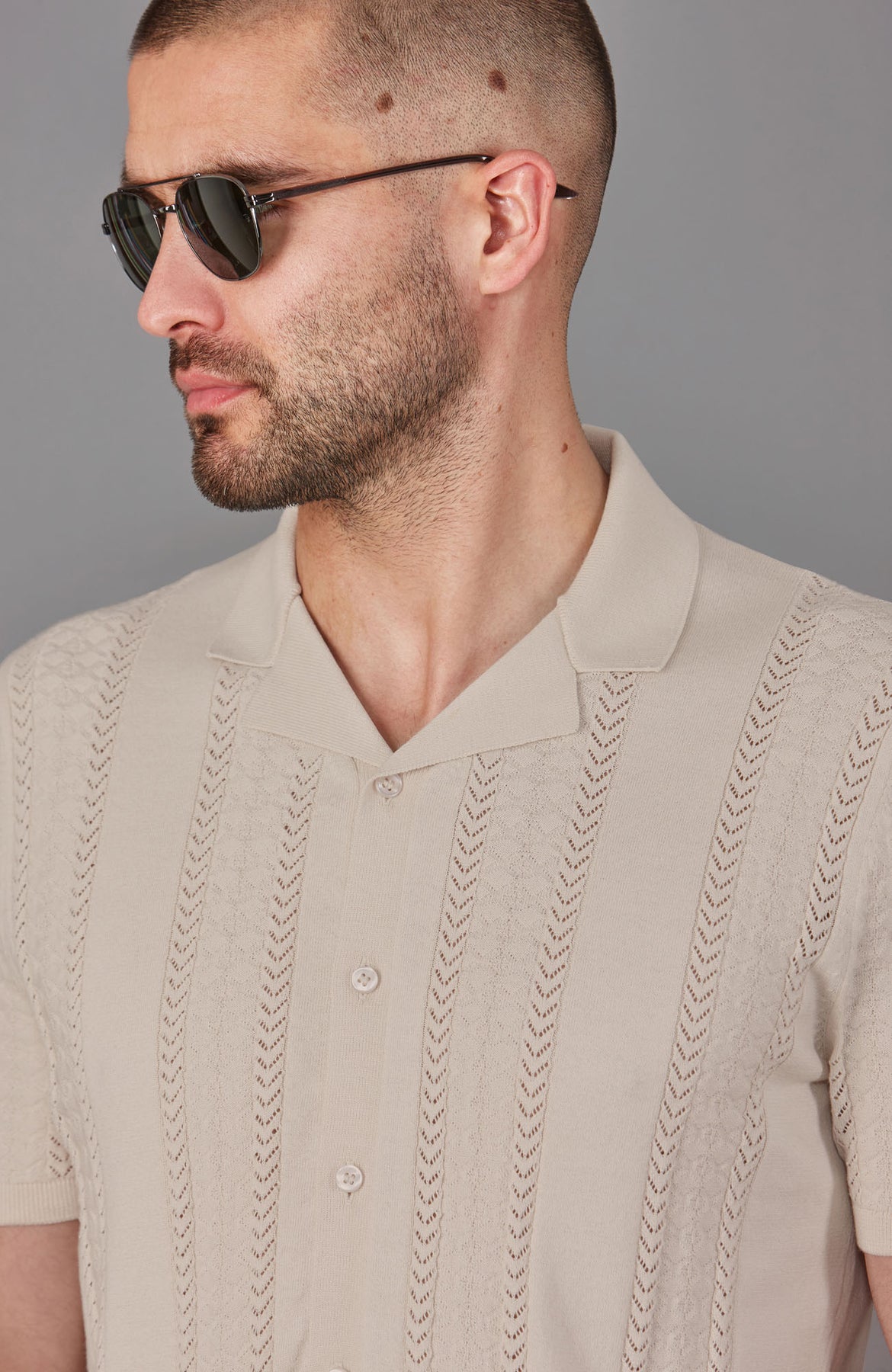 Mens Ultra Fine Cotton Open Knit Cuban Collar Shirt – Paul James Knitwear